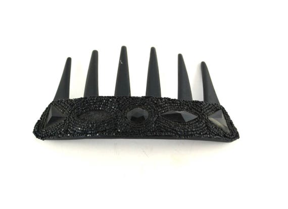 Antique Edwardian Large Black Seed Bead Comb and Larg… - Gem