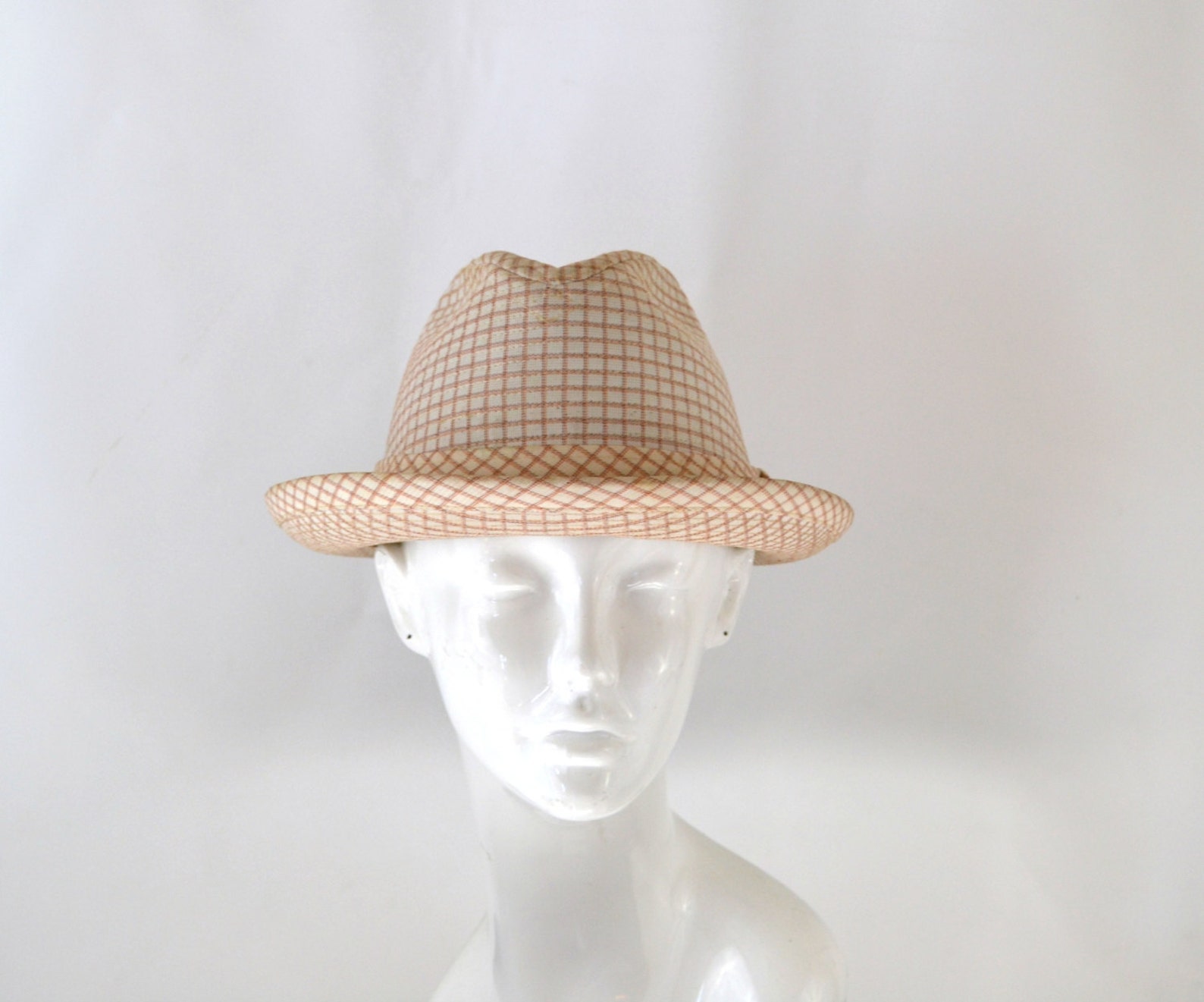 Vintage Ivory Red and Orange Plaid Fedora by Dobbs Fifth - Etsy