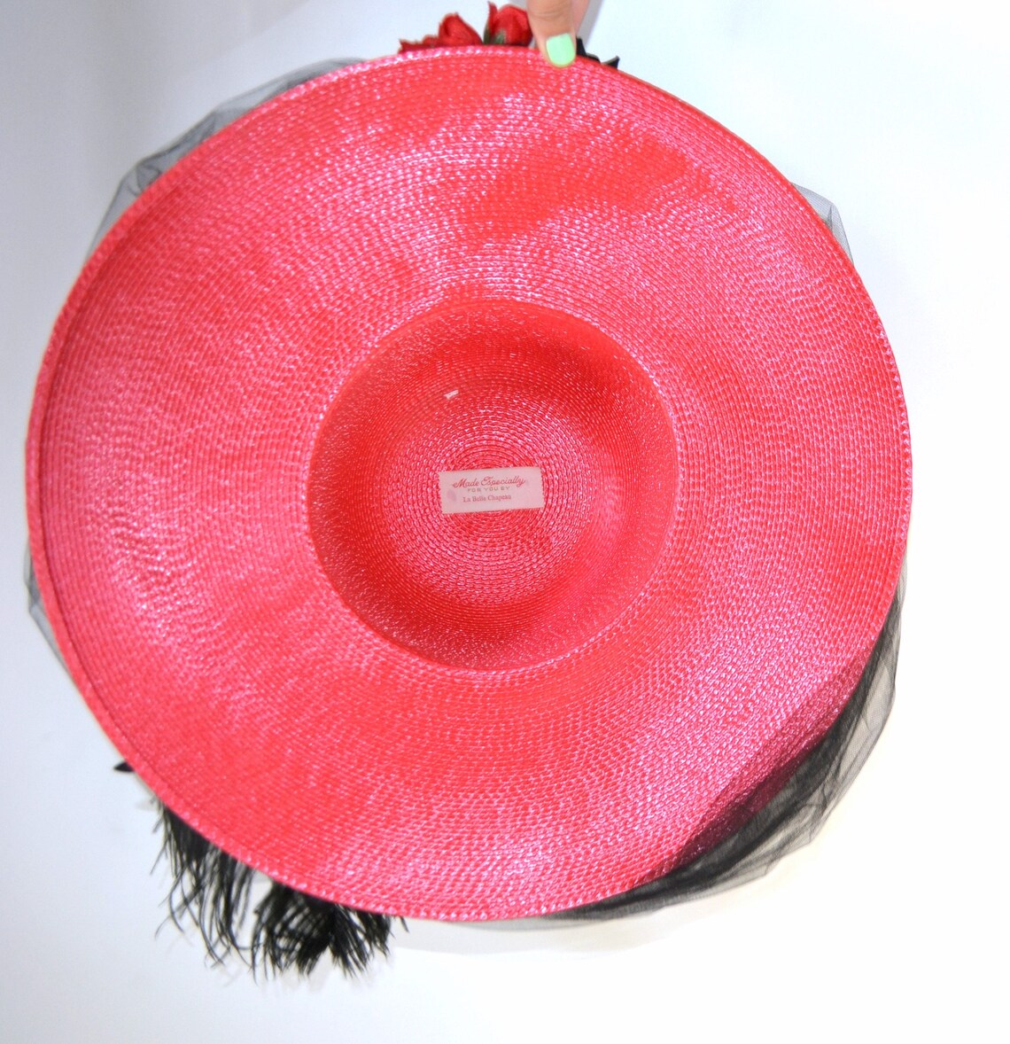 Vintage Red and Black Statement Derby Straw Hat by La Belle - Etsy