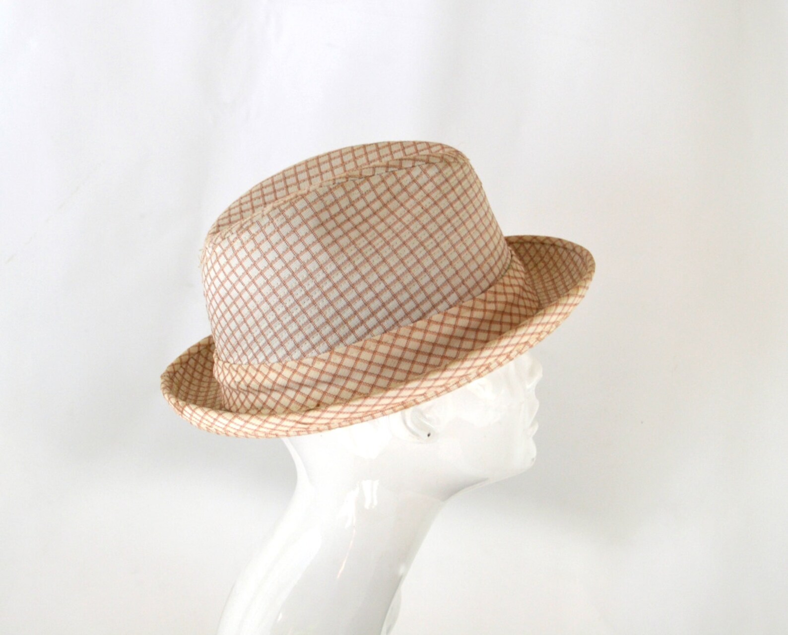 Vintage Ivory Red and Orange Plaid Fedora by Dobbs Fifth - Etsy
