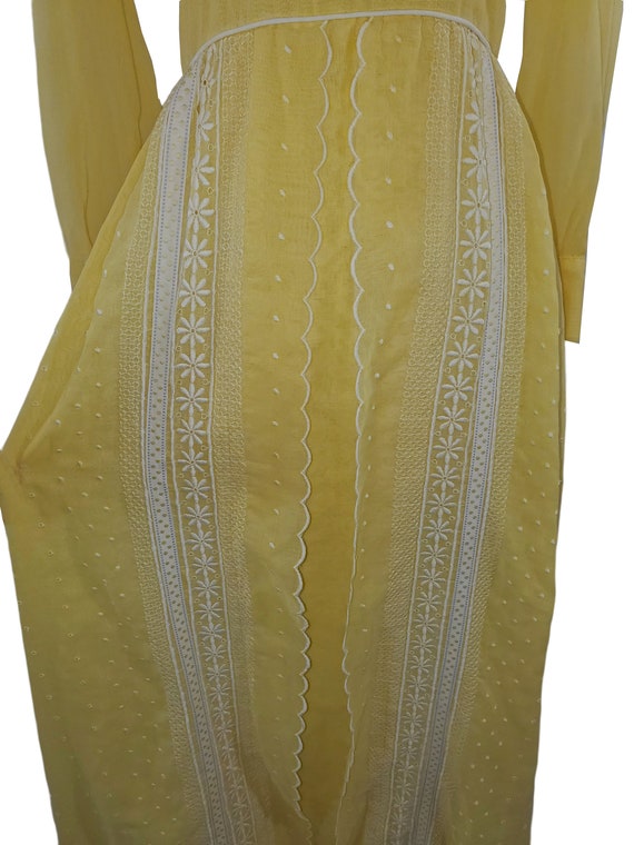 1970s Bright Yellow Cotton Maxi Dress - Gem
