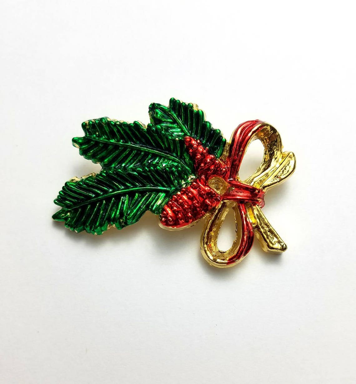 Vintage Christmas Pine Swag Brooch Signed AAI Holiday Pin | Etsy