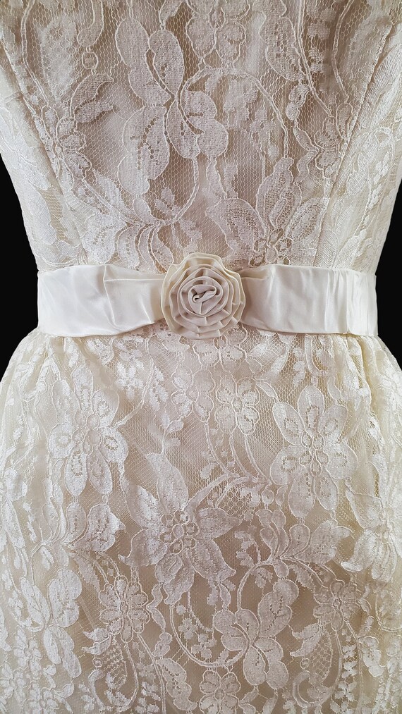 1950s Ivory Lace Tea Length Wedding Dress Size Xs Gem