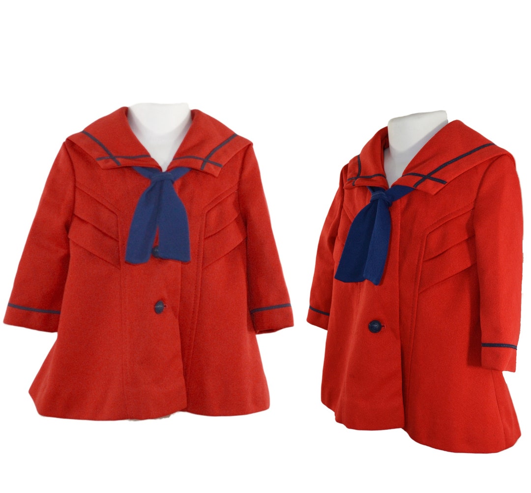 1960s/1970s Toddler Girls Red and Blue Sailor Jacket, Size 2T - Etsy