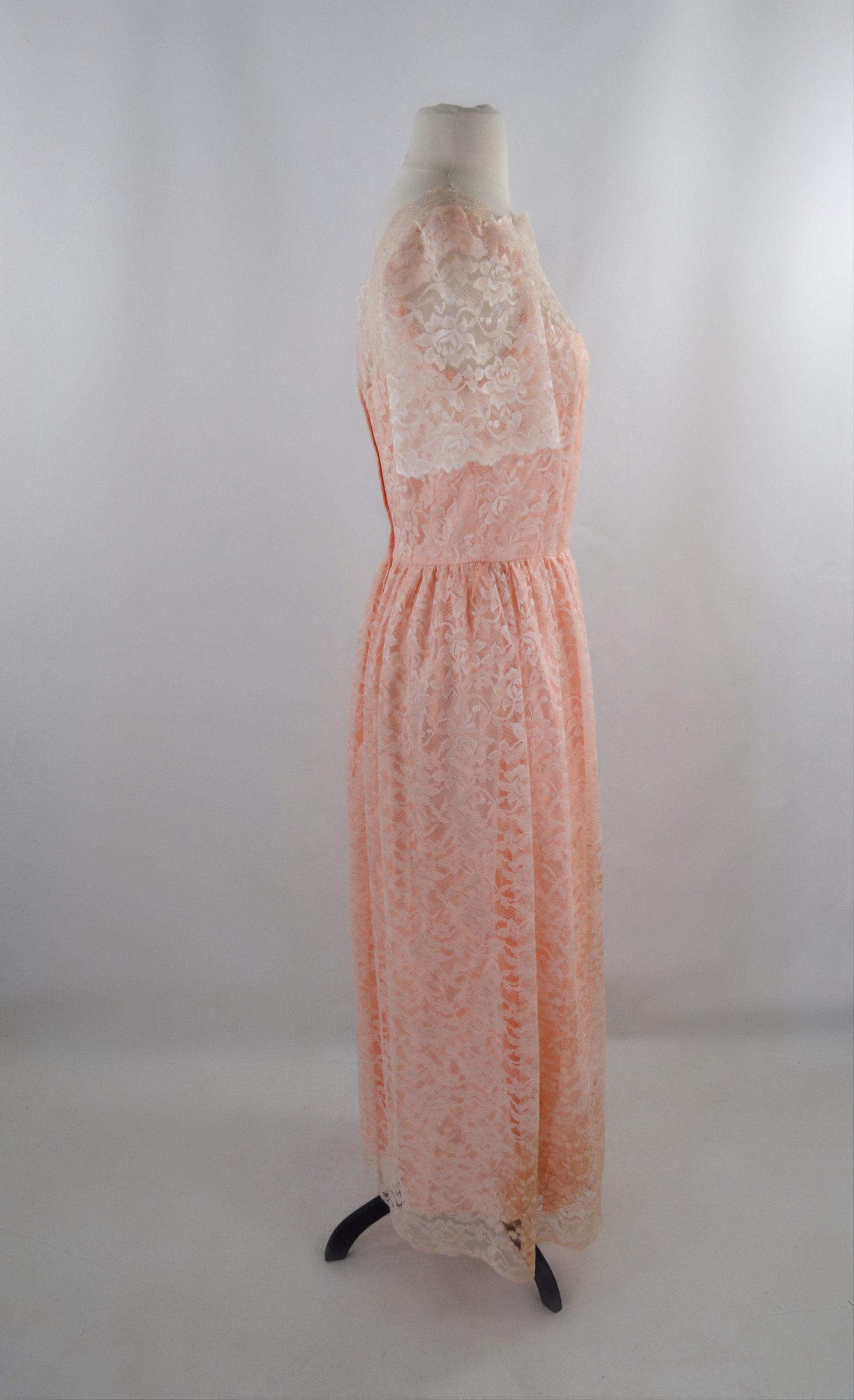 1970s Peach Lace Overlay Formal Dress Alternative Wedding | Etsy