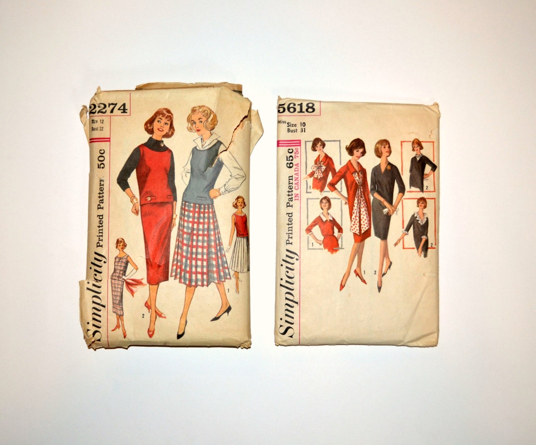 Vintage Sewing Pattern Simplicity Patterns 2274 and 5618, Jerkin, Skirt ...