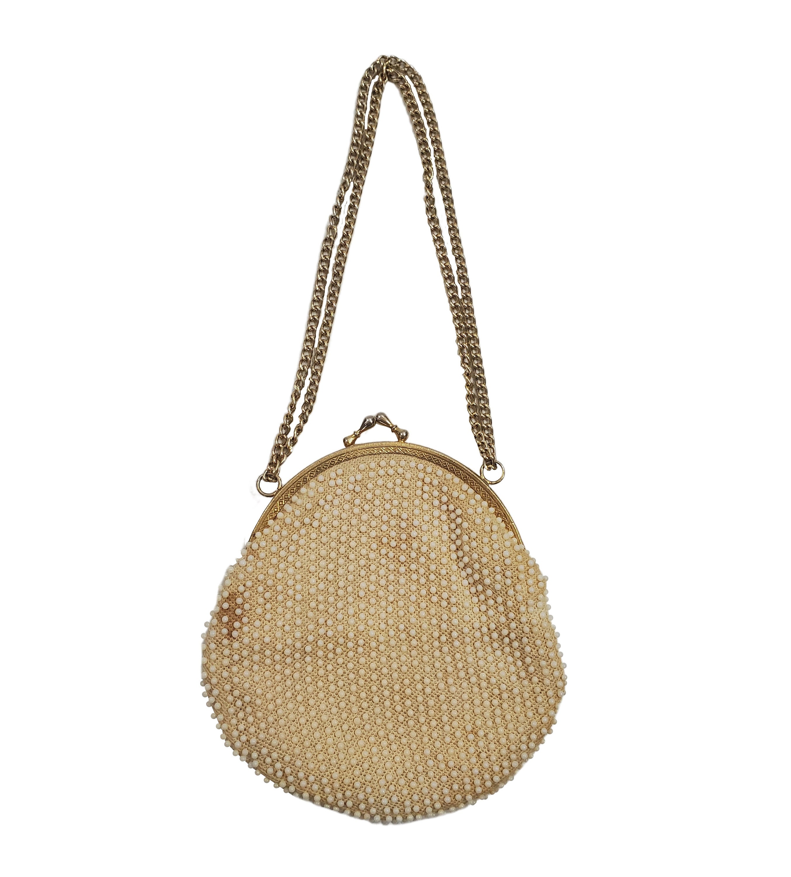Vintage Cream With White Beaded Evening Bag by Artel - Etsy