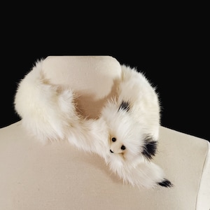 1950s Ivory Genuine Ermine Fur Collar, Neck Warmer, Ermine Tails ...