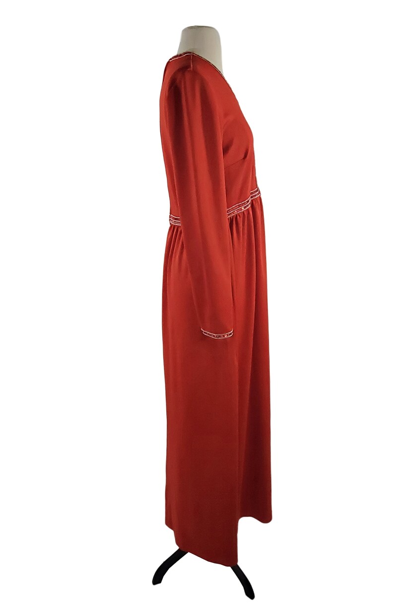 1970s Red Deep V Maxi Dress by R and K Knits - Etsy