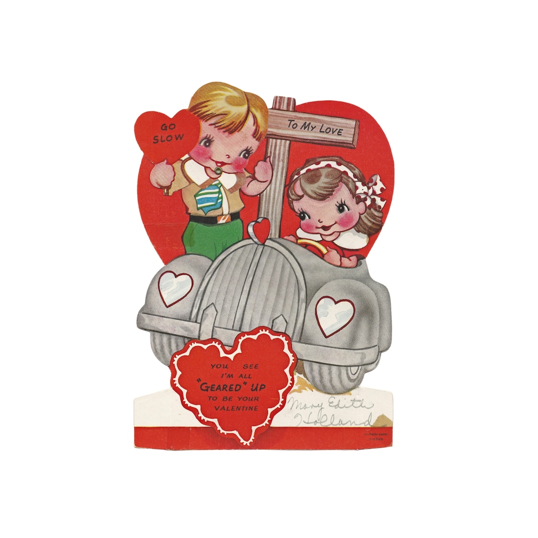 Vintage Geared up to Be My Valentine Mechanical Card by Americard - Etsy