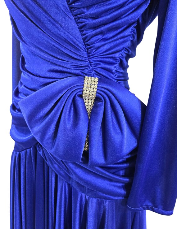 1980s Cerulean Blue Drape Shirring Front Dress by Abb… - Gem