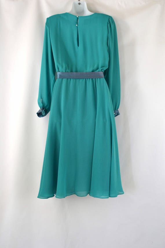 1970s Teal Sheer Poly Chiffon Dress by Ursula of Swit… - Gem