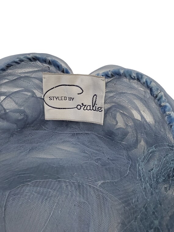 1960s Cornflower Blue Stylized Flower Fascinator Hat … - Gem