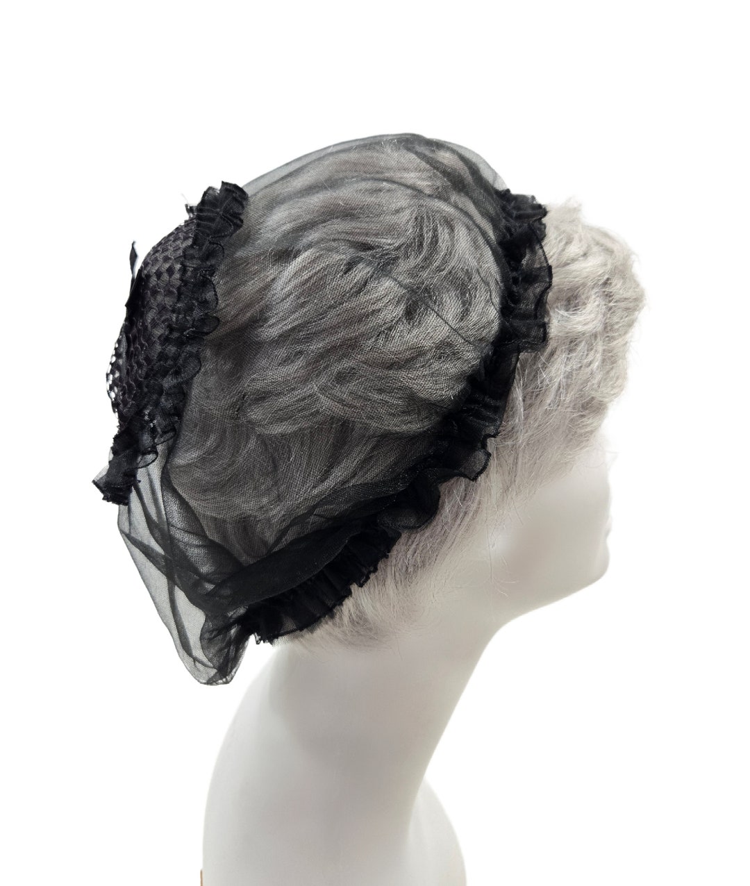 1960s Black Coiffure Bonnet,bouffant Hair Do Protector Curler Cap ...