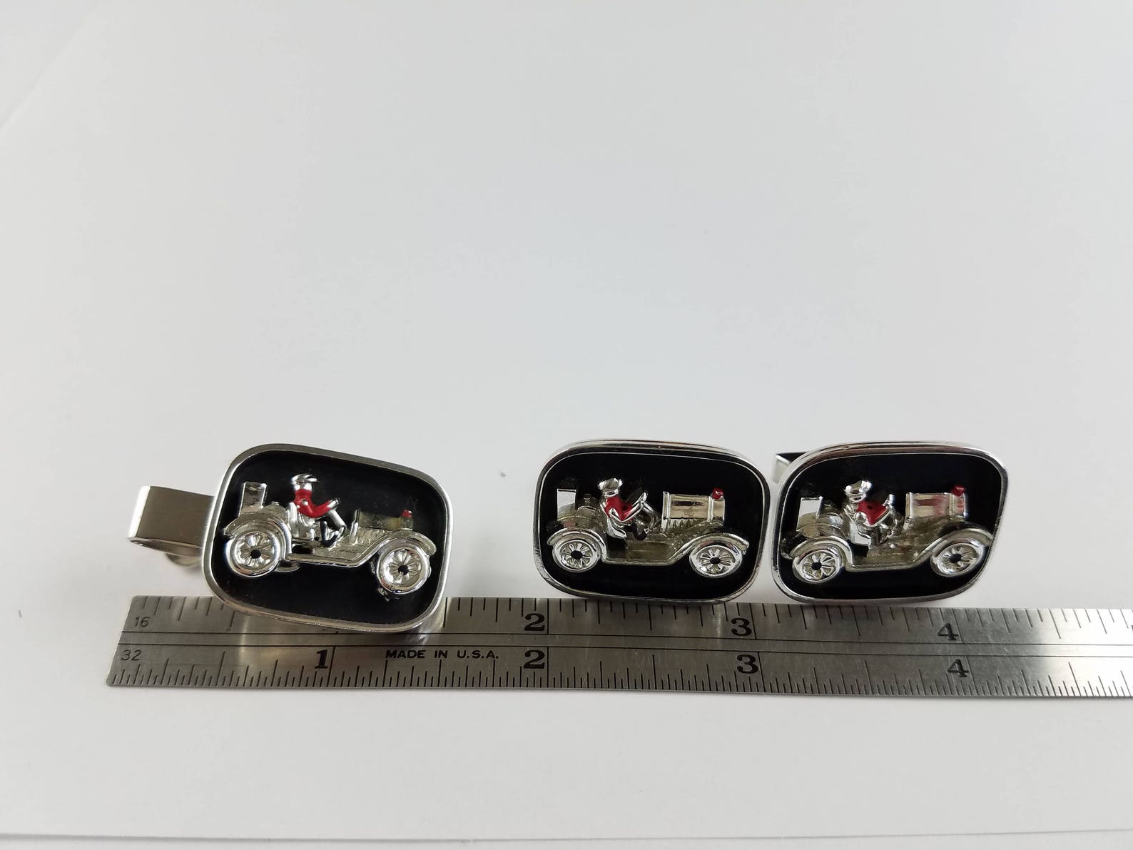 Vintage Silver Tone 3D Model T Ford Car Cufflinks and Tie Clip | Etsy