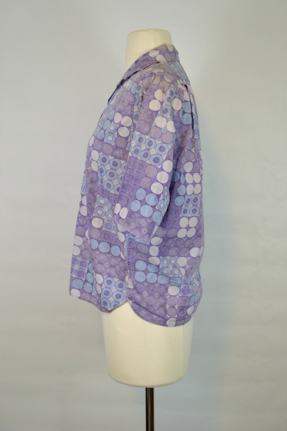 1960s Shades of Purple Circle Geometric Print Blouse … - Gem