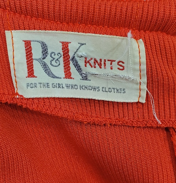 1970s Red Deep V Maxi Dress by R and K Knits - Gem