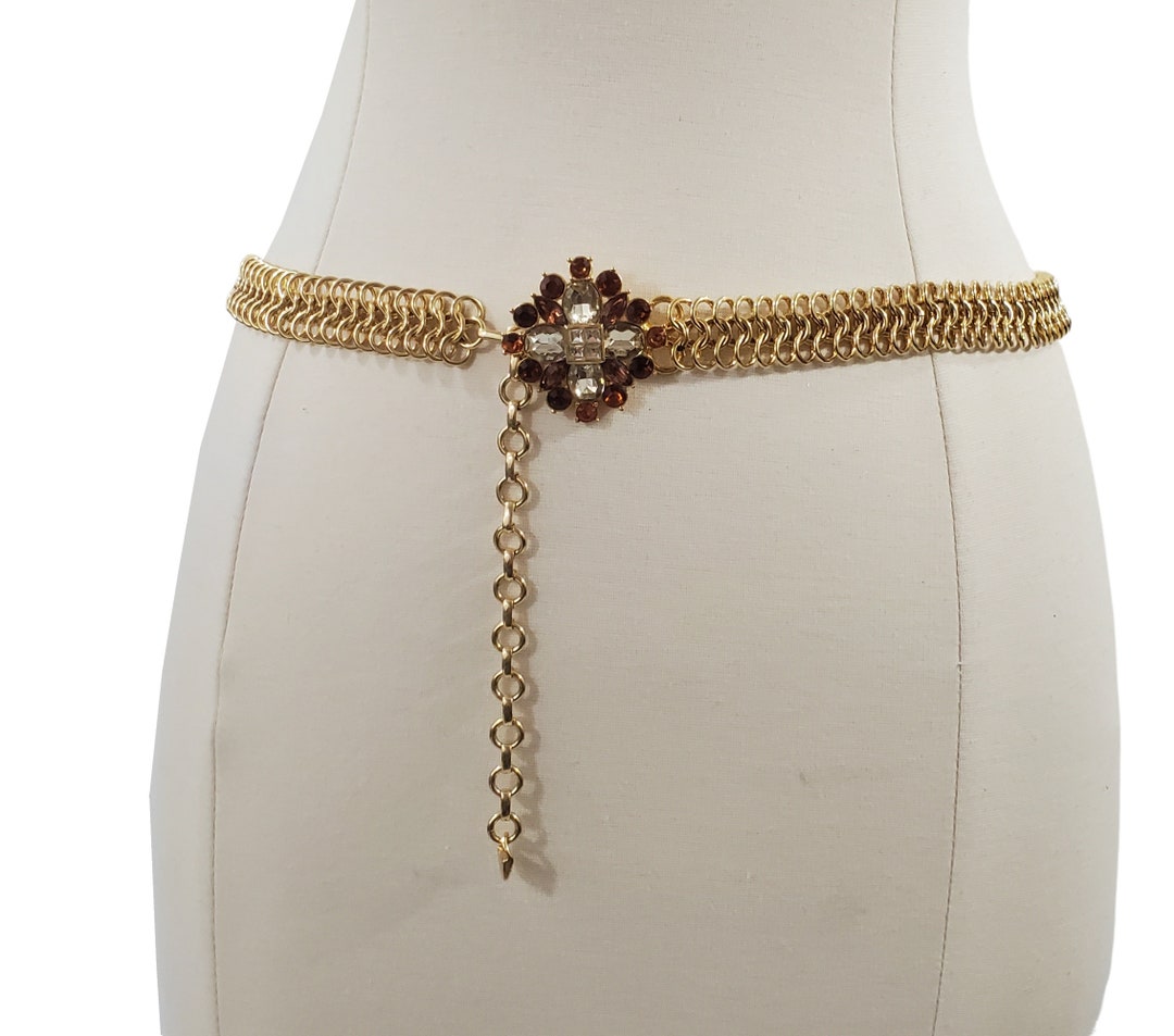 Vintage Infinity Link Interlocking Chain Belt With Rhinestone - Etsy