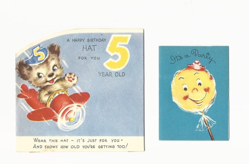 1940s Happy Birthday Card and Party Invitation 5 Years Fold - Etsy