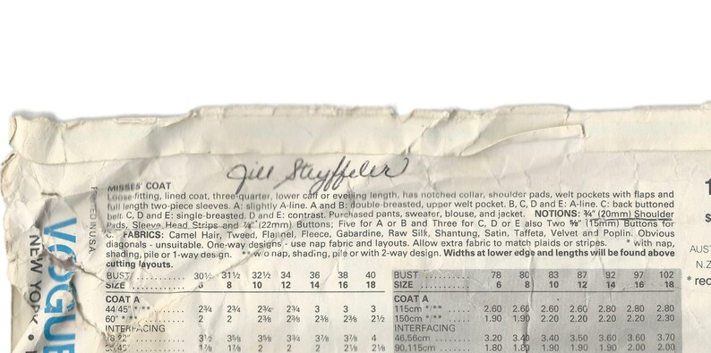 Vintage Vogue Basic Design Sewing Pattern 1220 Misses Coats - Etsy