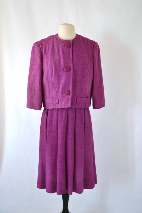 1960s Purple Tweed Dress and Jacket Set by Herbert Sc… - Gem