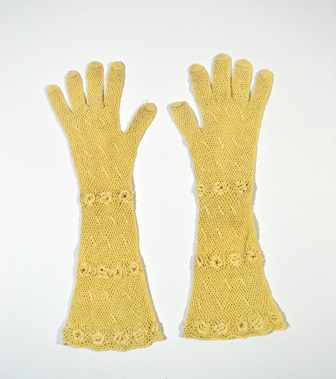 Vintage Cream Crochet Elbow Length Children/small Adult Gloves - Etsy