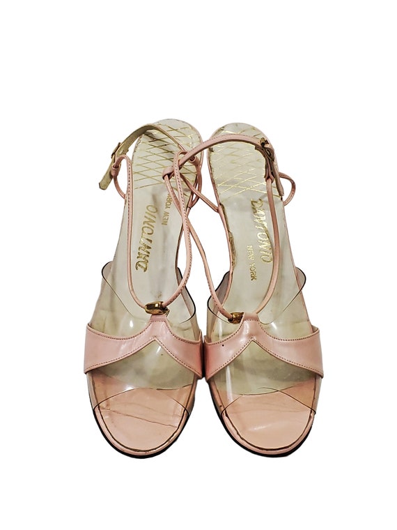 1970s Clear Plastic and Pink Slingback Peep-Toe Sanda… - Gem