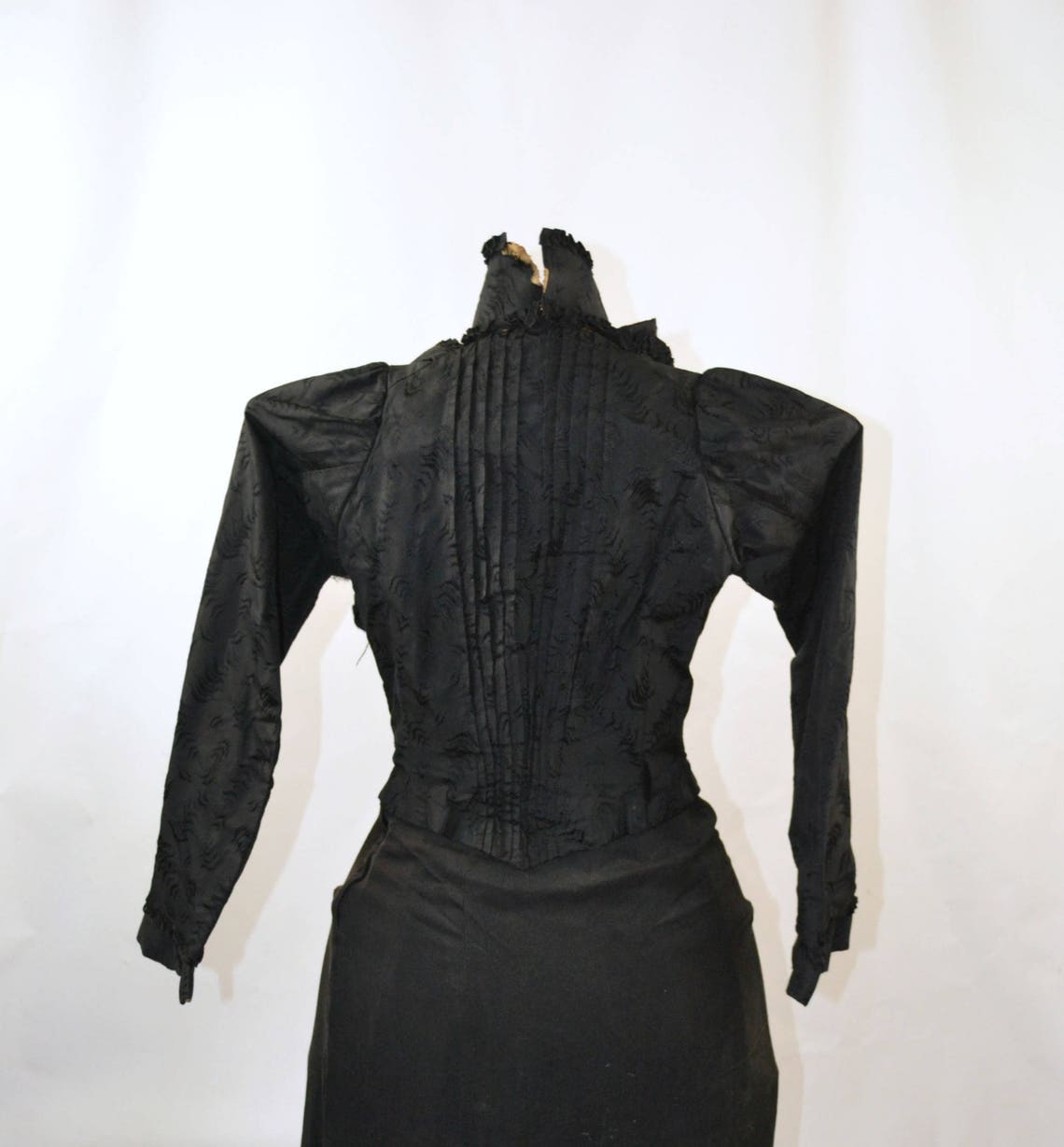 1880s/1890s Victorian Black Damask Ruffled Jacket Display - Etsy