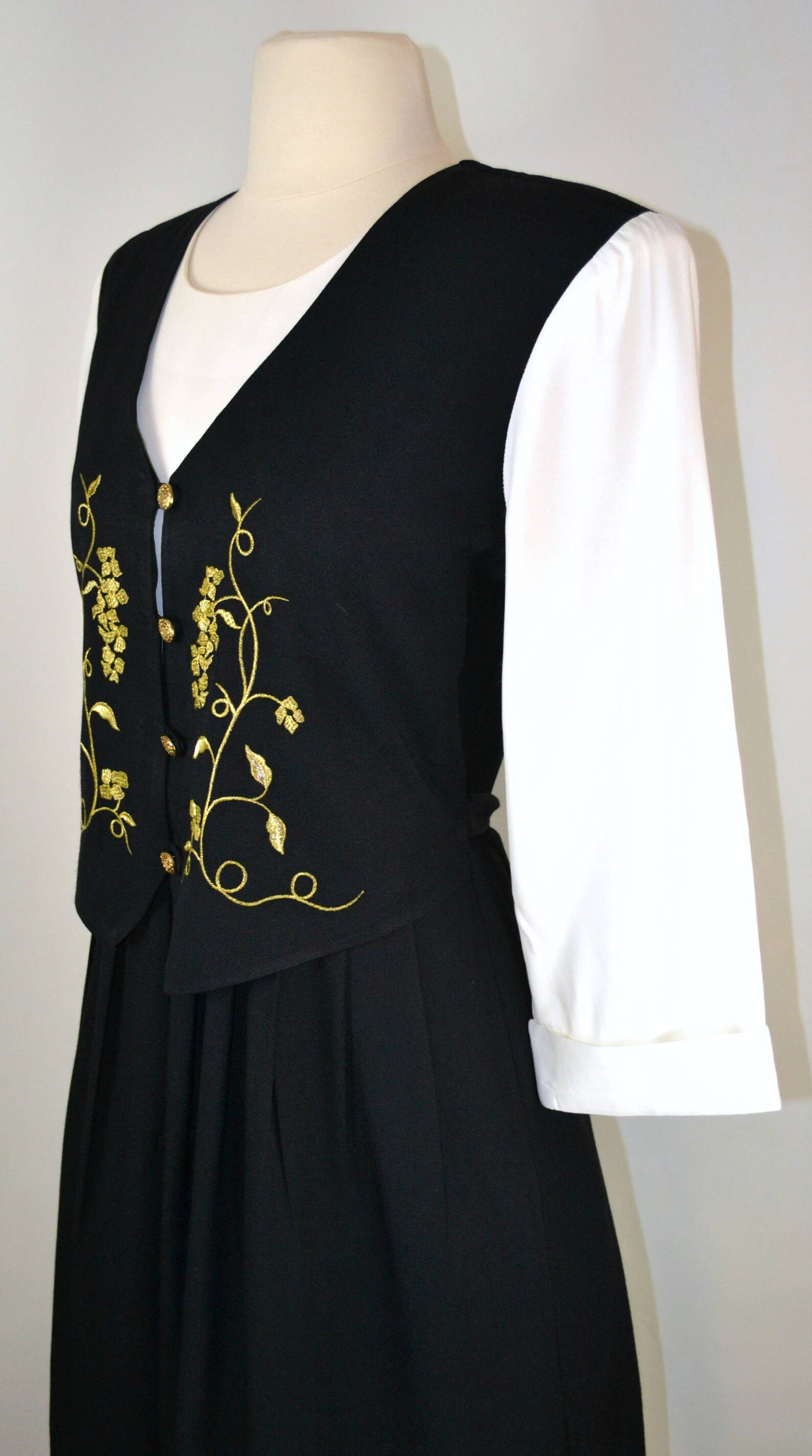 1980s Black and White Layered One Piece Dress by Allison Che | Etsy