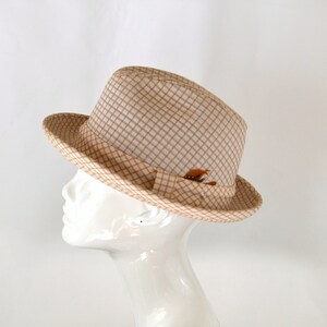 Vintage Ivory, Red and Orange Plaid Fedora by Dobbs Fifth Avenue ...