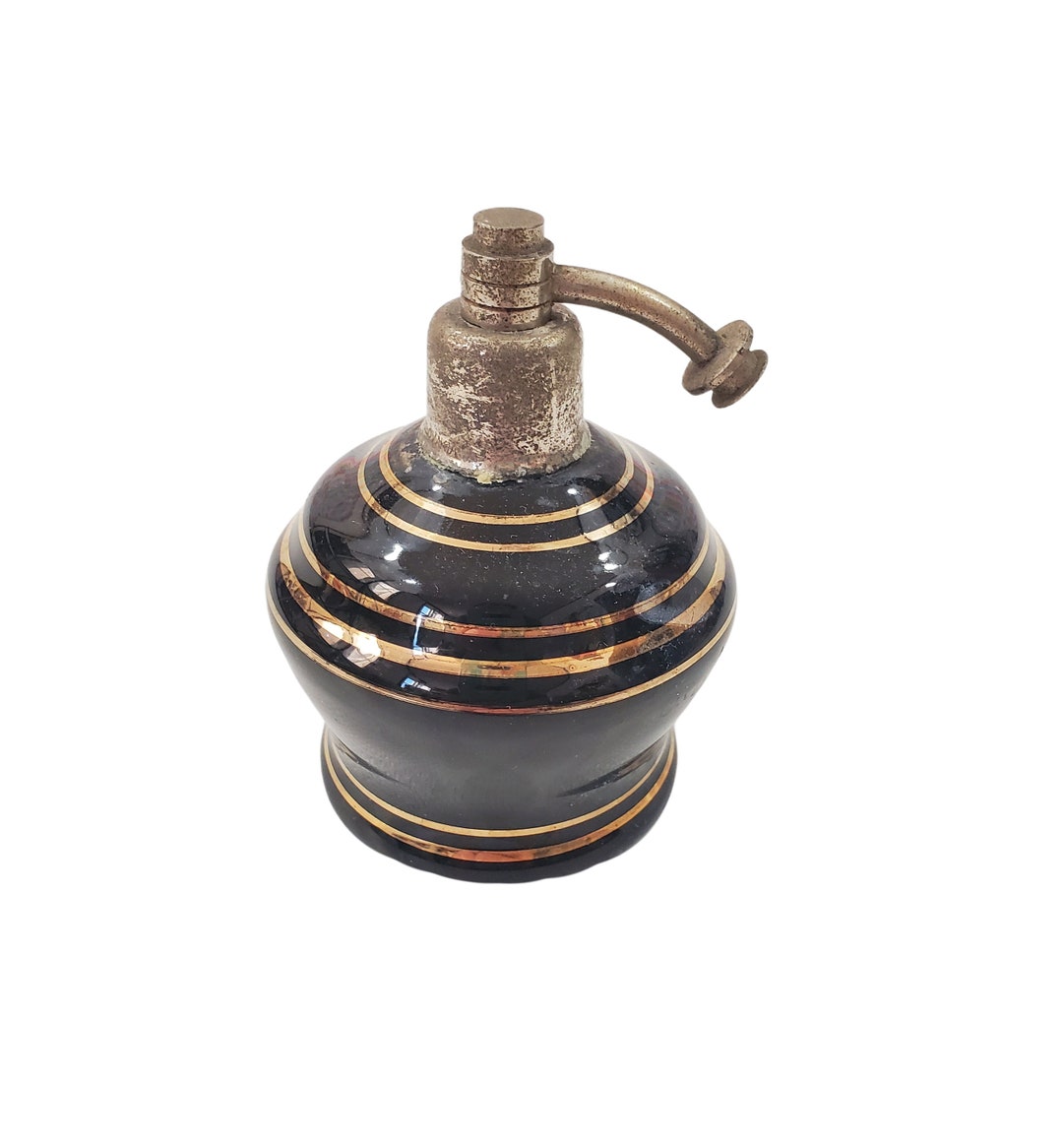 Vintage Czechoslovakia Black and Gold Stripe Atomizer Perfume Bottle - Etsy