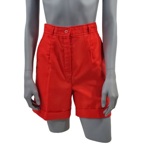 1970s Tomato Red High Waisted Shorts by Parsons Place… - Gem