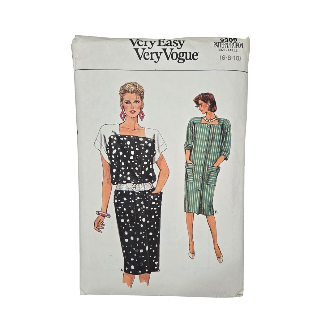 Vintage Very Easy Vogue Pattern 9309, Size 6-8-10, Dress, Partially Cut ...