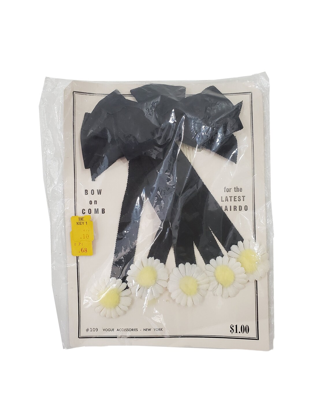 1960s NOS Black Daisy Streamer Hair Bow by Vogue Accessories - Etsy