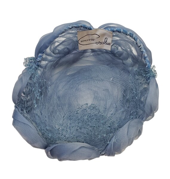 1960s Cornflower Blue Stylized Flower Fascinator Hat … - Gem