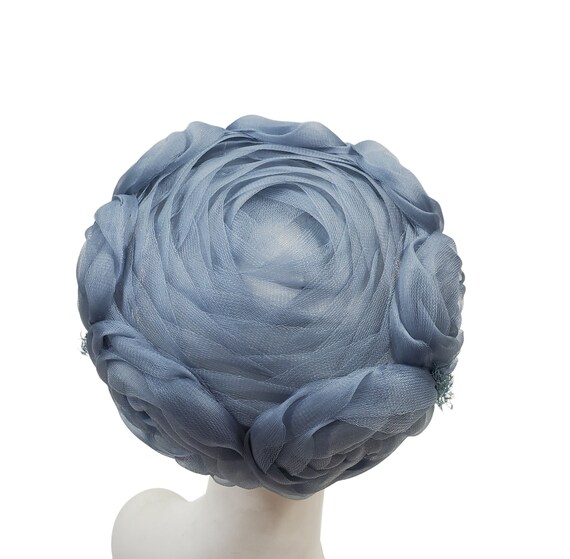 1960s Cornflower Blue Stylized Flower Fascinator Hat … - Gem