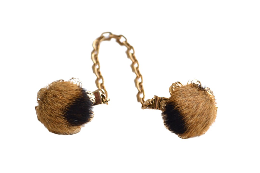 Vintage Golden Brown Real Fur Sweater Clip, Vintage Fur Sweater Guard ...