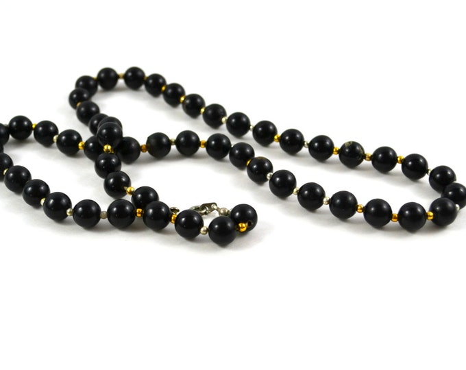 Vintage Simple Single Strand of Black Beads Necklace, 25 1/2 Inch - Etsy
