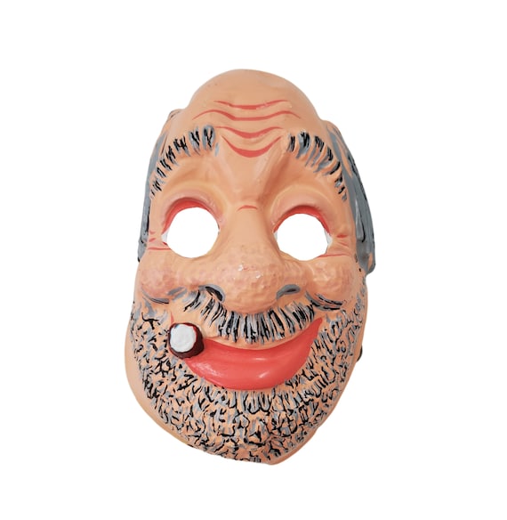 Vintage Old Man/Grandpa Smoking a Cigar Halloween Mask - Gem