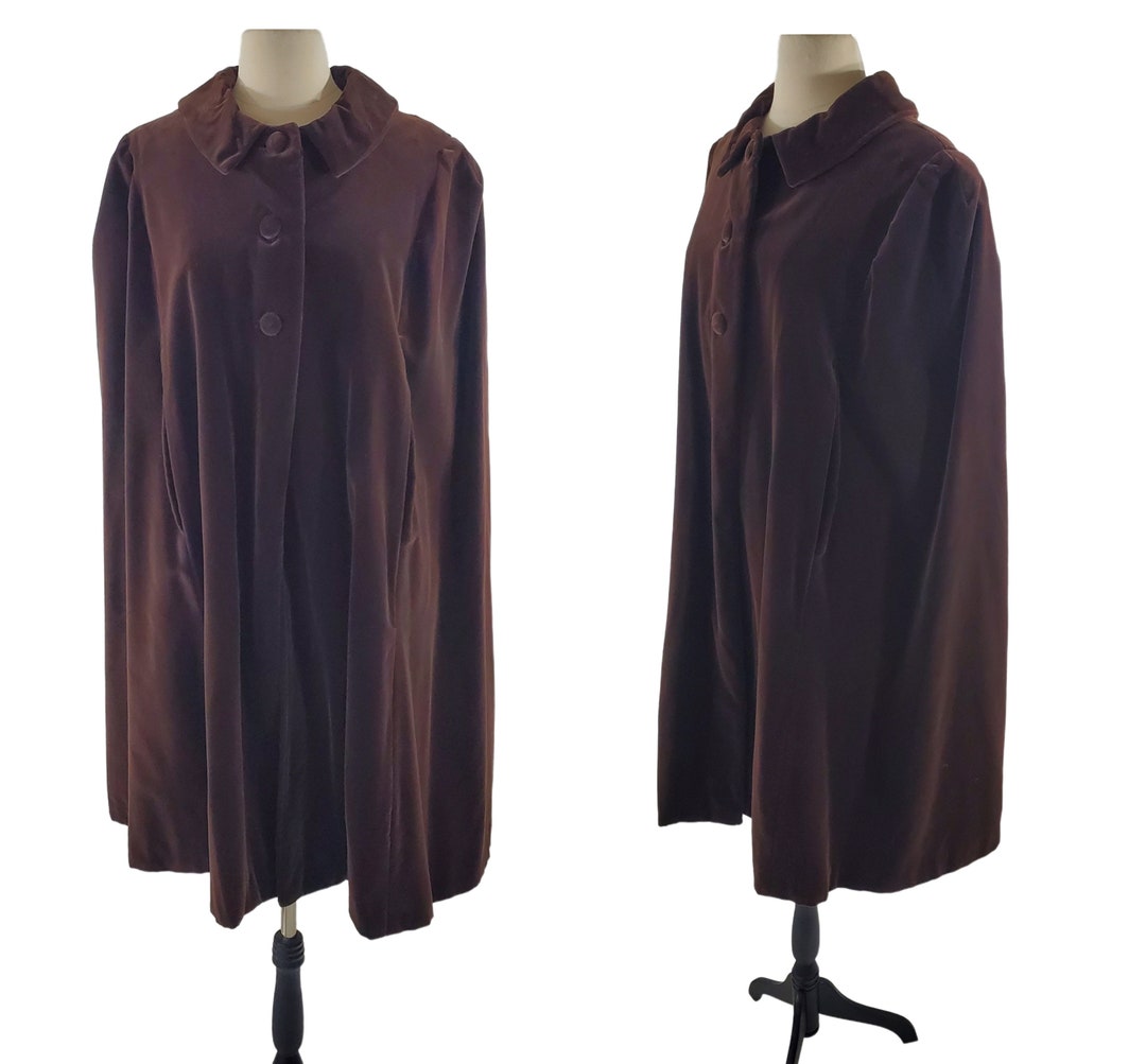 1960s Chocolate Brown Velvet Cape - Etsy