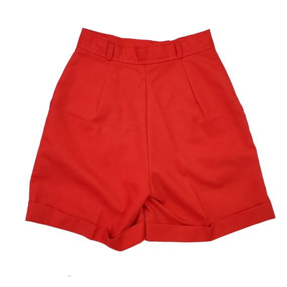 1970s Tomato Red High Waisted Shorts by Parsons Place… - Gem