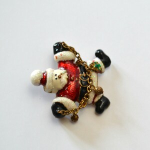 Vintage Enamel Santa With a Chain of Ornaments and Gifts Brooch ...