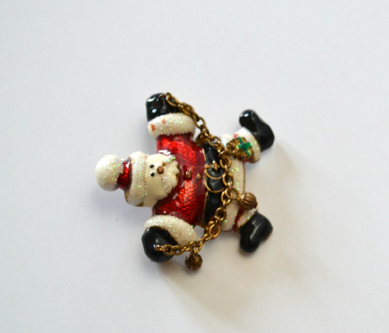Vintage Enamel Santa With a Chain of Ornaments and Gifts - Etsy