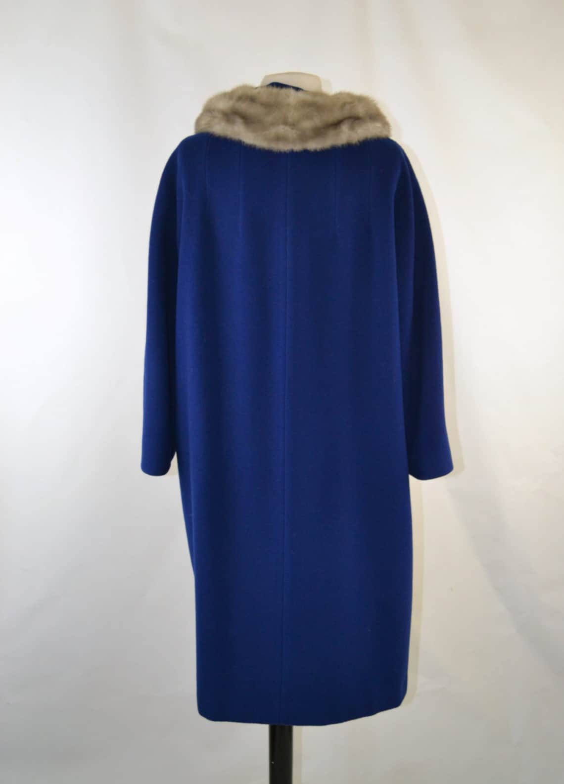 1960s Cerulean Blue Wool Coat With Silver Mink Collar by - Etsy