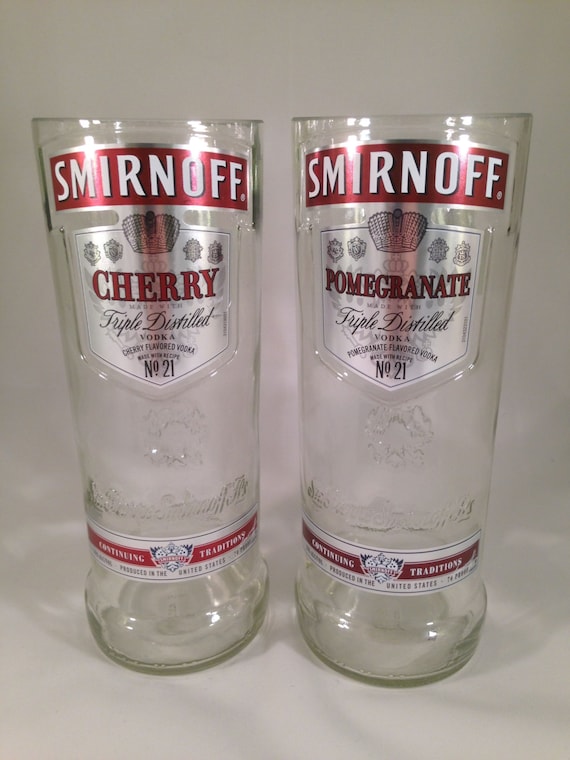 Smirnoff Cherry and Pomegranate Vodka Recycled Bottle Glasses | Etsy