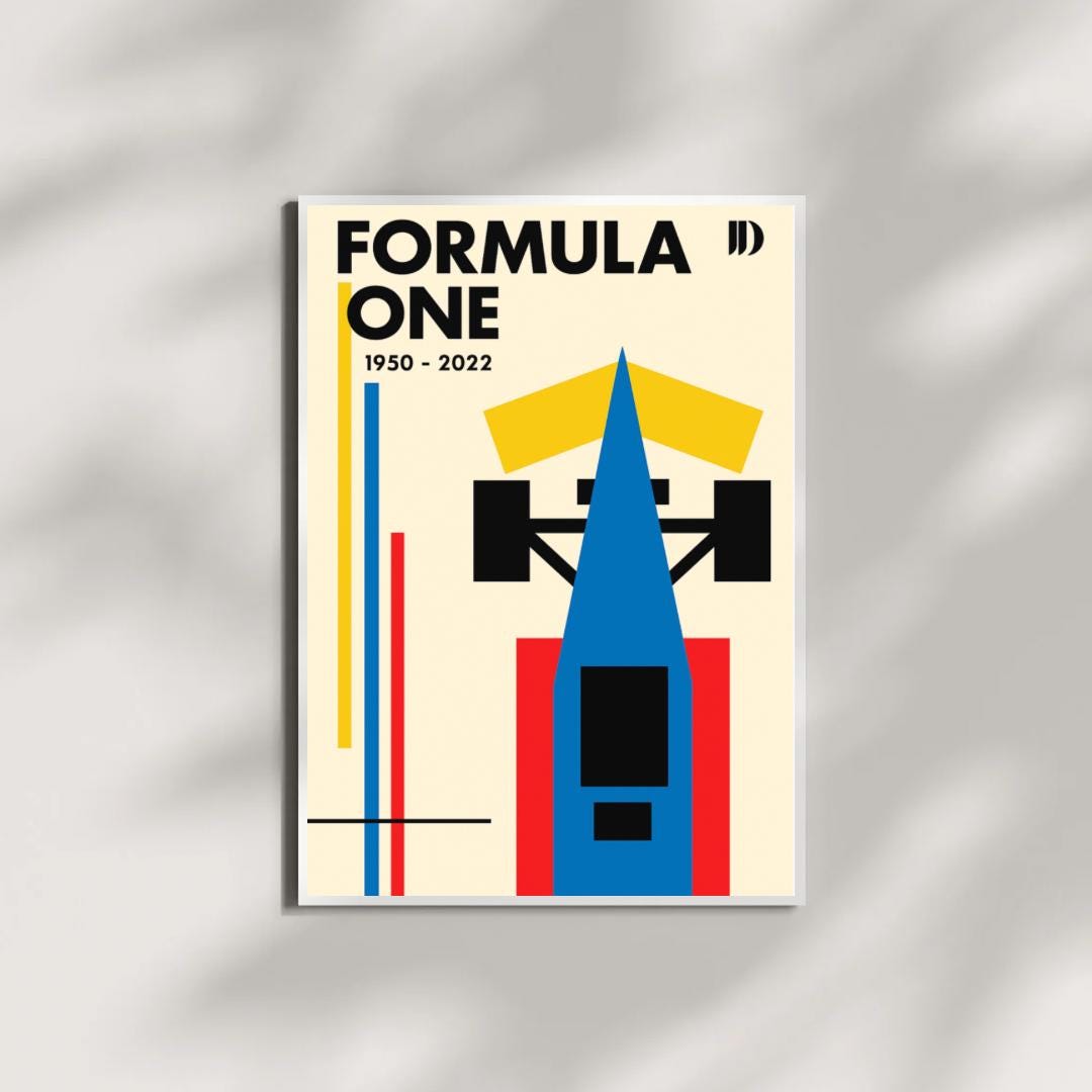 Formula One Racing Poster – Minimalist F1 Car Print (digital Download ...