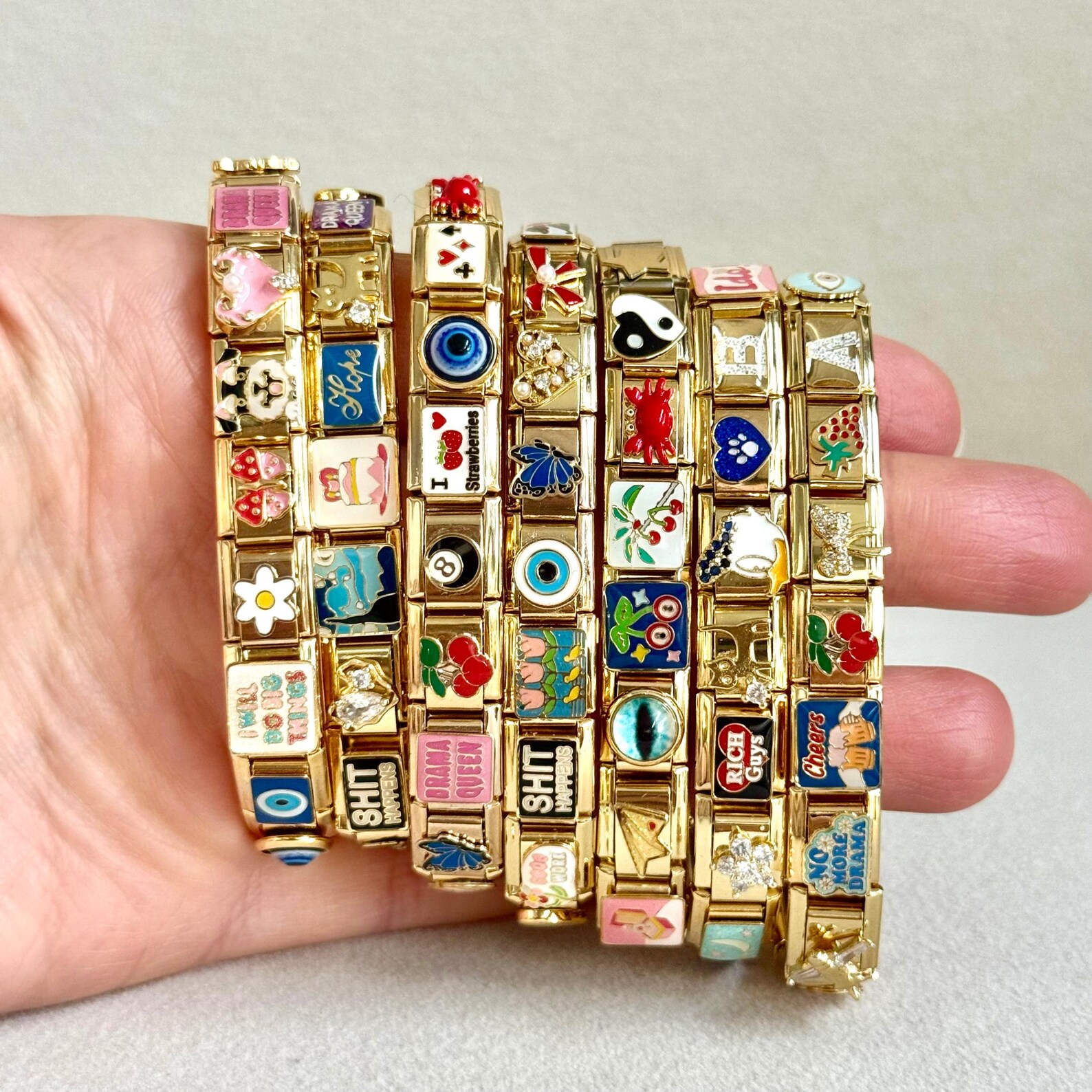 Personalized Gold Italian Charm Bracelet| Custom Italy Charms| Vintage ...