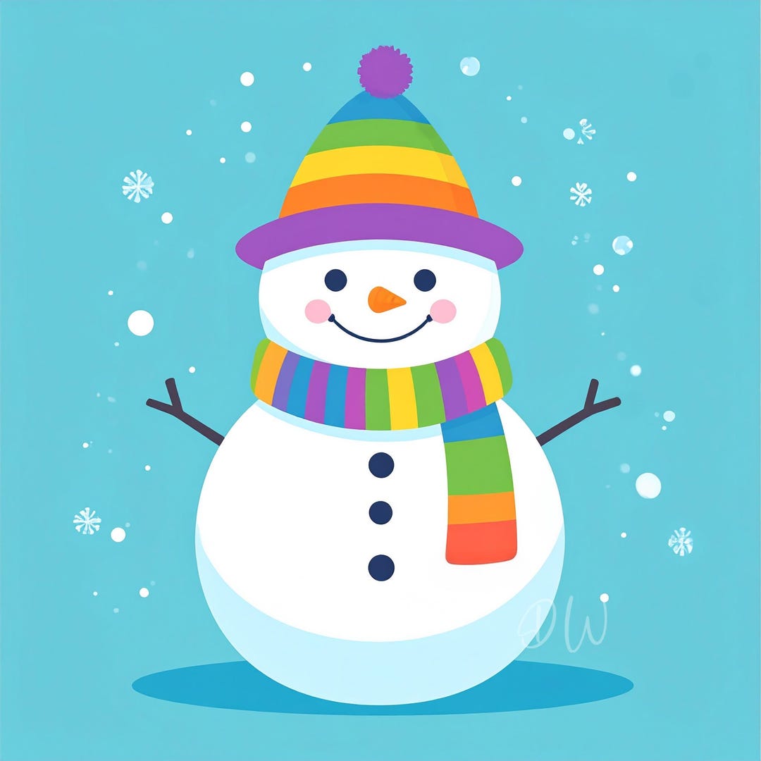 Rainbow Snowman - Instant Digital Download. Clip Art, Card Making ...