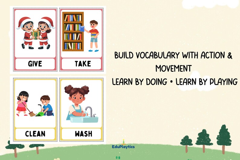 Action Verb Flashcards | ESL, Preschool Learning (PDF Digital File) - Etsy
