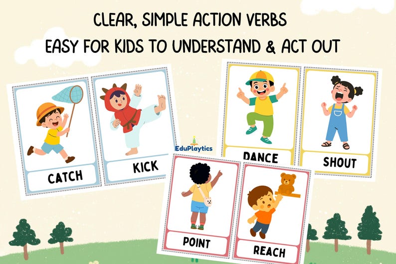 Action Verb Flashcards | ESL, Preschool Learning (PDF Digital File) - Etsy